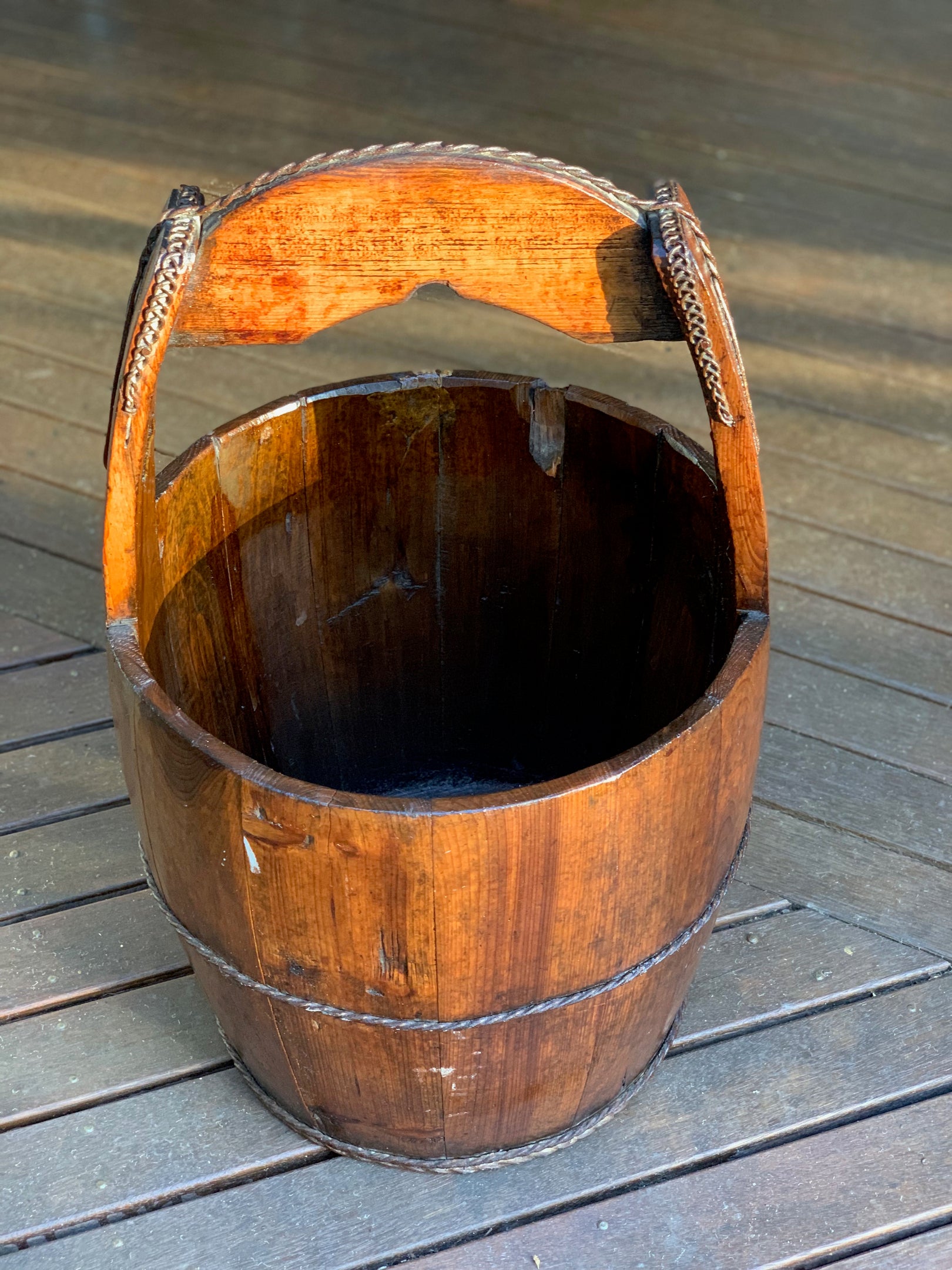 Late 19th Century Japanese Water Bucket – Sage & Leaves